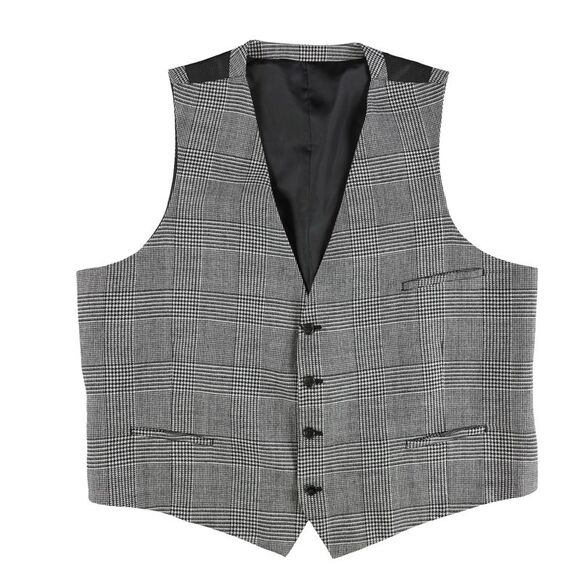 Bar III | Suits & Blazers | Bar Iii Mens Plaid Four Button Vest Black ...